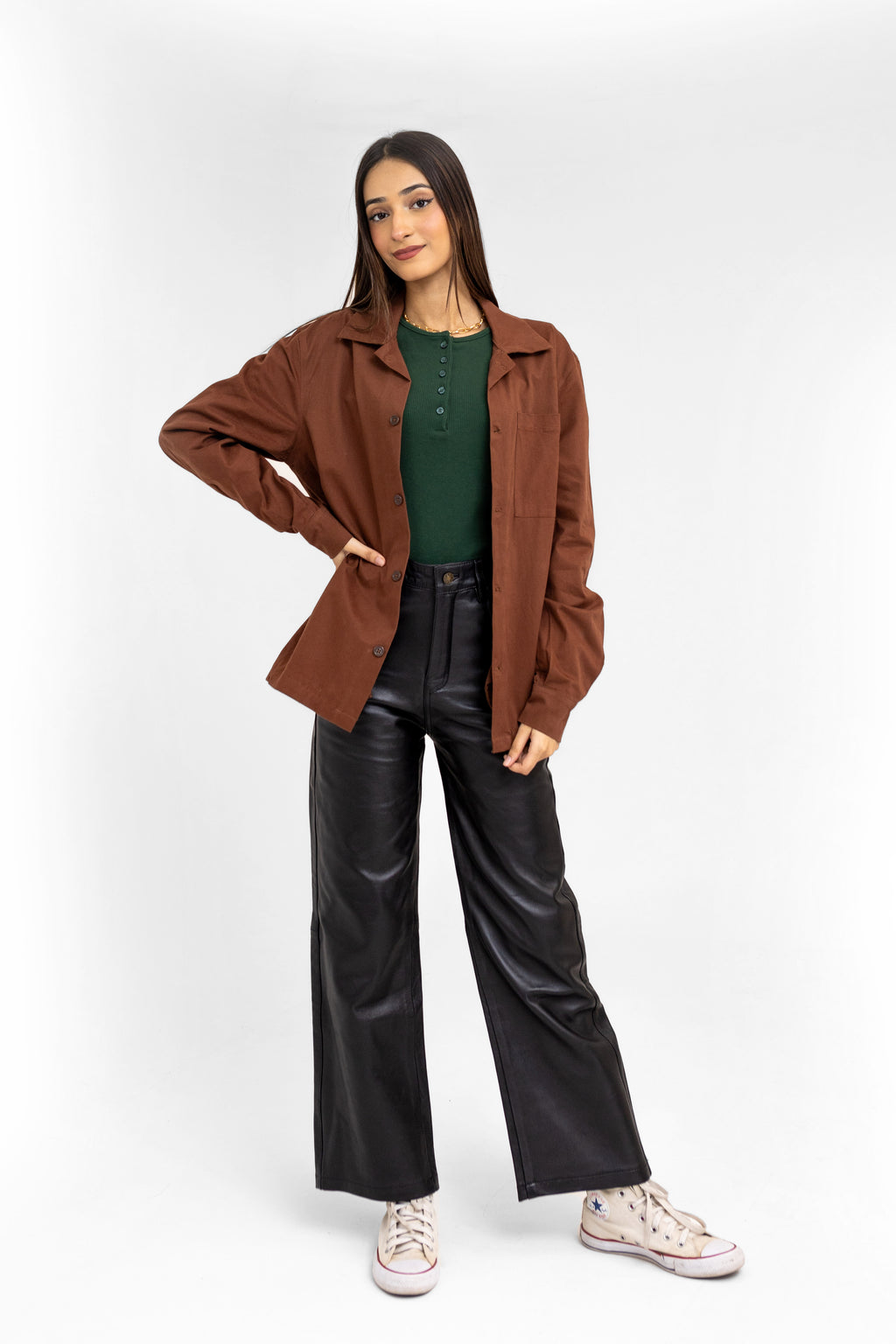 Cotton Shacket in Chocolate Brown – Attir