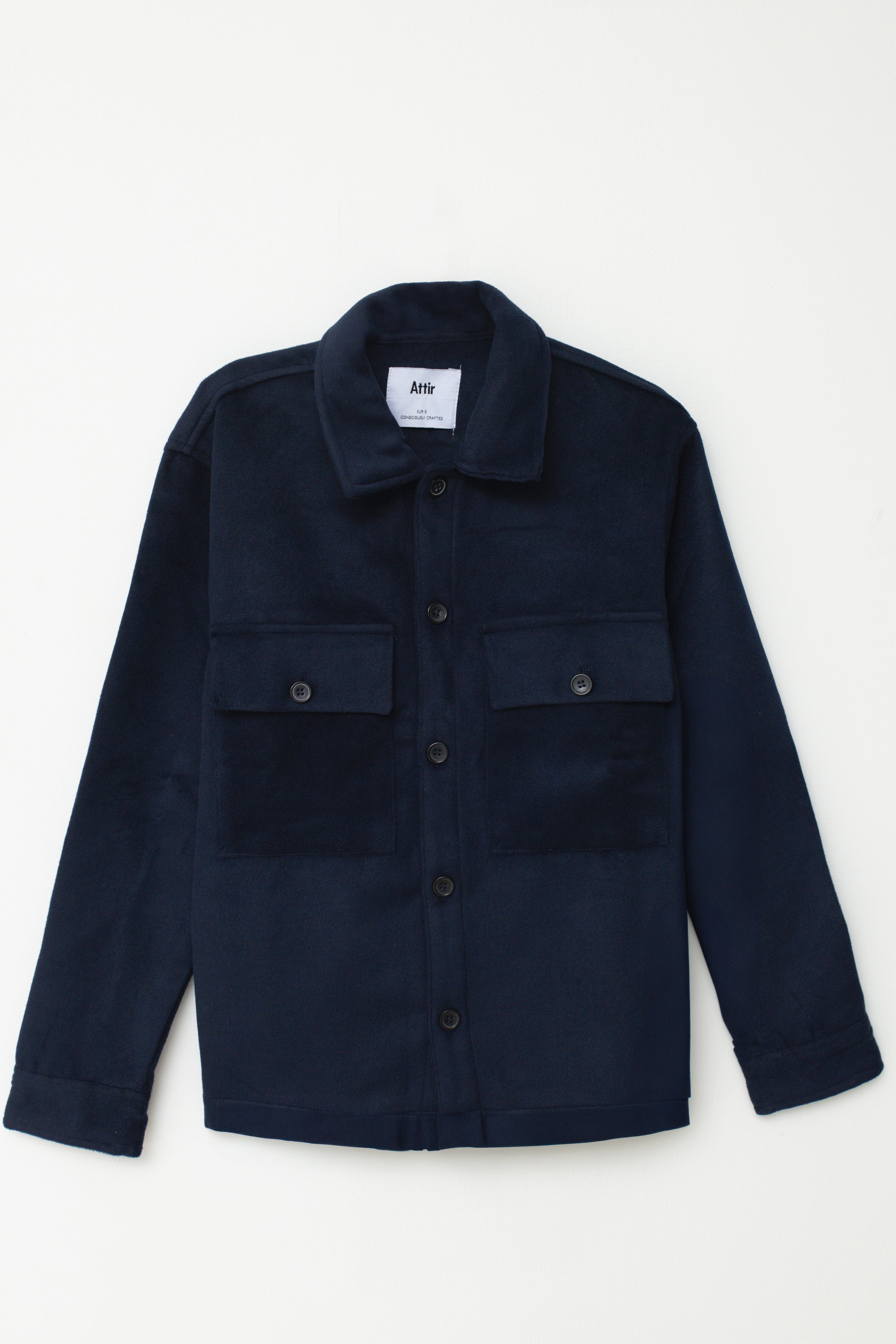 Wool-blend Overshirt in Dark Navy – Attir