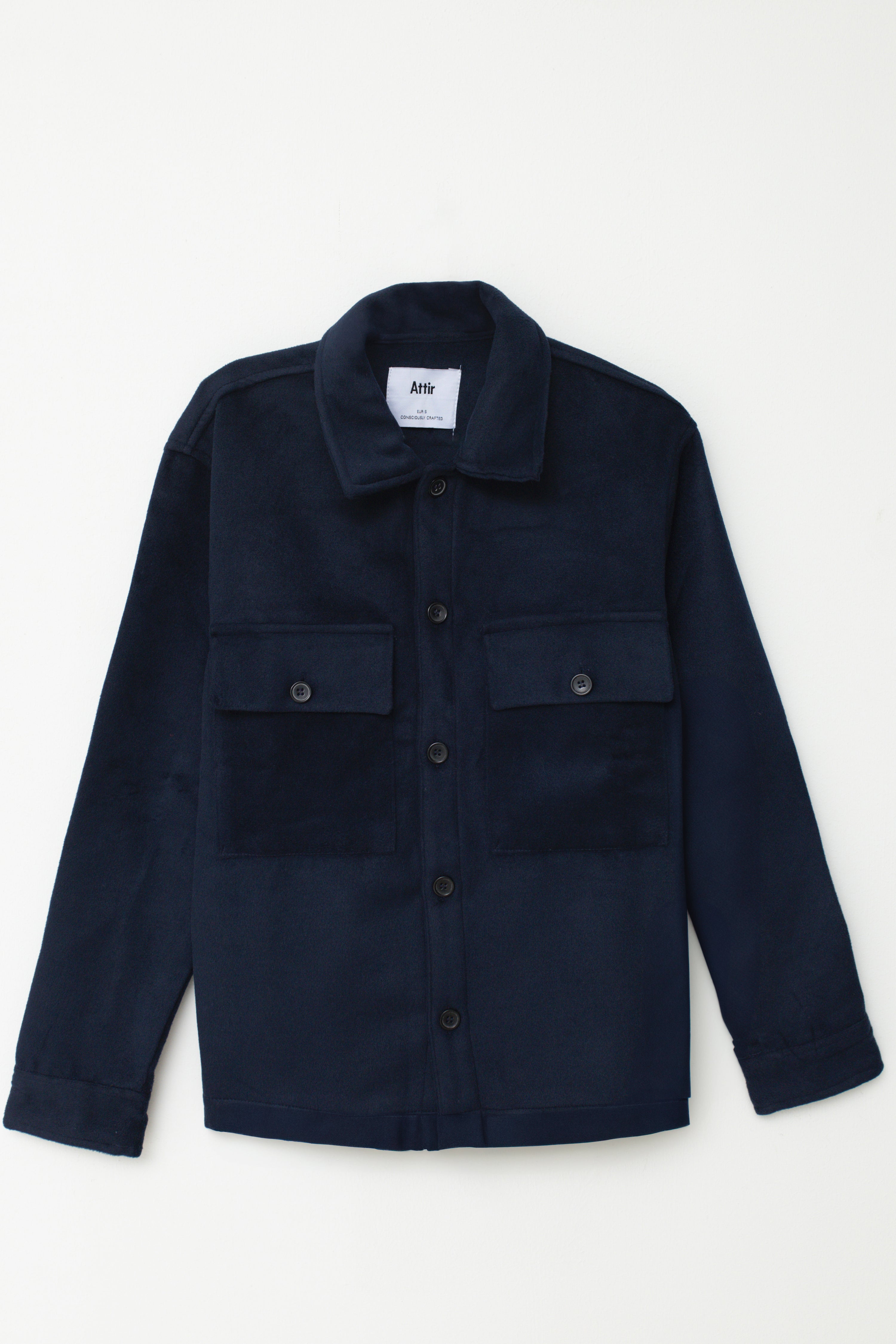 Wool-blend Overshirt in Dark Navy – Attir